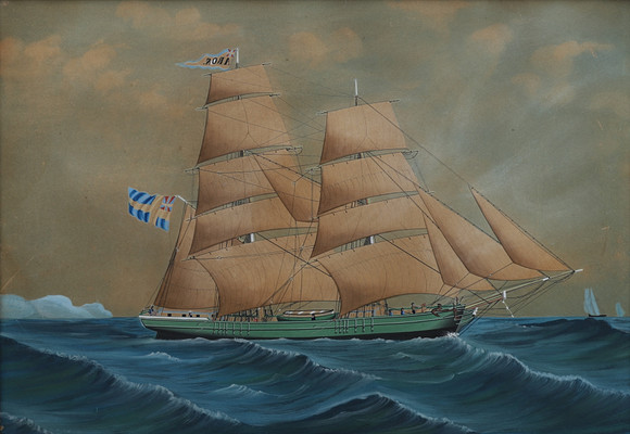 LARS PETTER SJÖSTRÖM. PORTRAIT OF THE SAILING SHIP AROS FROM ELLEHOLM ...