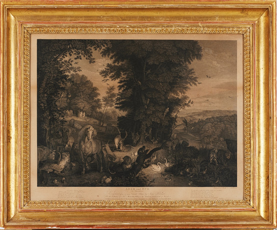 J.HEATH OCH S.MIDDIMAN. "Adam and Eve in paradise", copper engraving ...