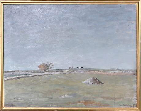 EDWIN LINDHOLM HOUGE. "Motif from Räpplinge", oil on canvas, signed and ...