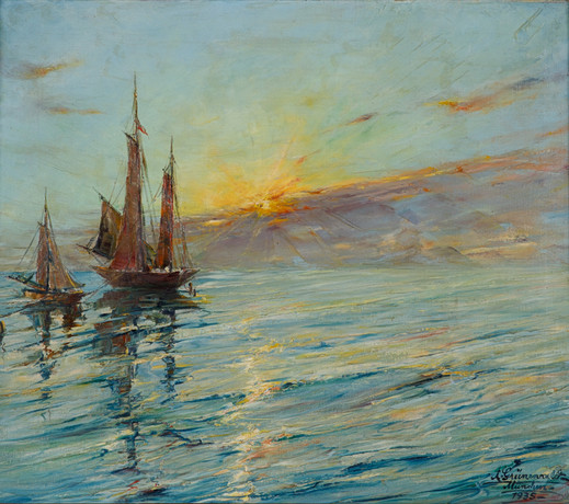 ARTHUR GRÜNEWALD (1887-?). Solnedgången. Konst - Måleri - Auctionet