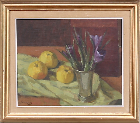 LEOPOLD MORSING. Still life, oil on Board, signed and dated L Morsing ...