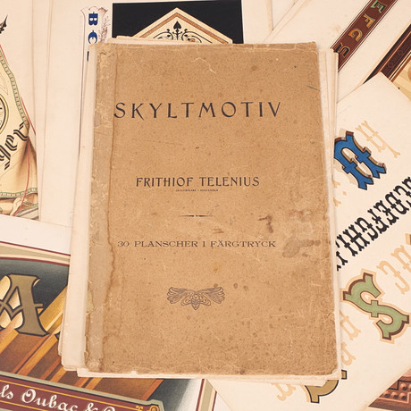 SKYLTMOTIV, 30 planscher, Frithiof Telenius, 1884. Böcker, Kartor ...