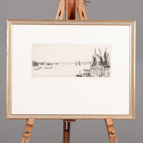 REINHOLD VON ROSEN. Drypoint engraving. Motif from Stockholm, signed ...