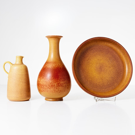 GUNNAR NYLUND and TOBO, 3 dlr, vases and dishes, stoneware, Rörstrand ...