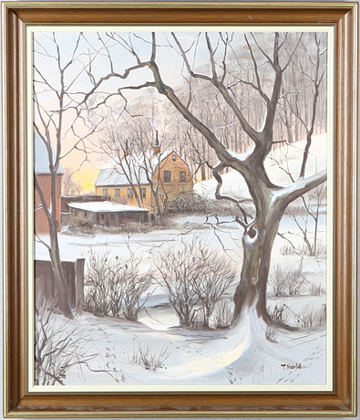 THOMAS MANDEL. Oil on canvas, Motif from Södermalm, "Vid Gaveliusgatan ...