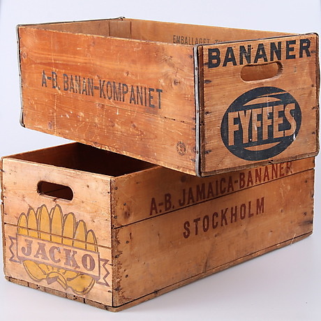 WOODEN BOXES, 2 pcs. banana boxes, Jacko and Fyffes. Miscellaneous ...
