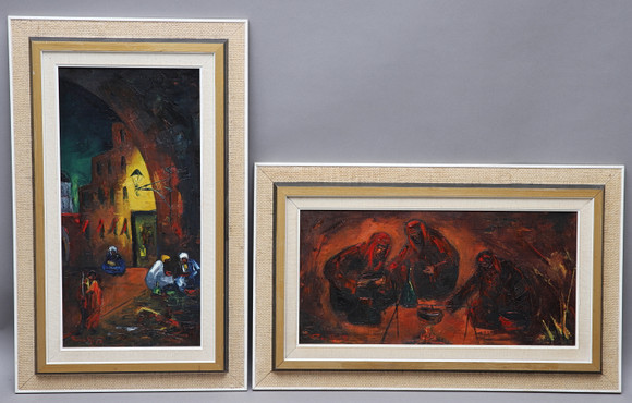 FRANS RUDE. oil on canvas, 2 pieces, figure scenes, signed. Art ...
