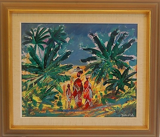 ALF JOHANSSON. oil on canvas, african motif, signed. Art - Paintings ...