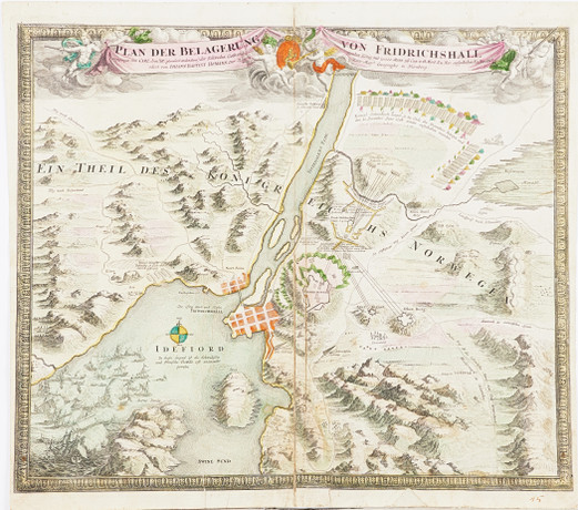 Map of Fredrikshald by Homann. Books, Maps & Manuscripts - Auctionet