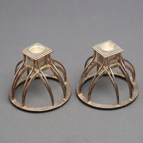 CANDLESTICKS, 1 pair, nickel silver, "Achphat", Paolo Portoghesi ...