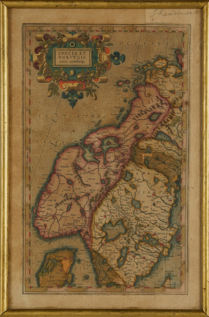MAP of Sweden and Norway, Gerhard Mercator, 1595, copper engraving hand ...