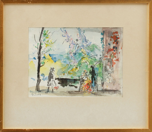 PER FALK. Figurscen, akvarell, signerad. Konst - Måleri - Auctionet