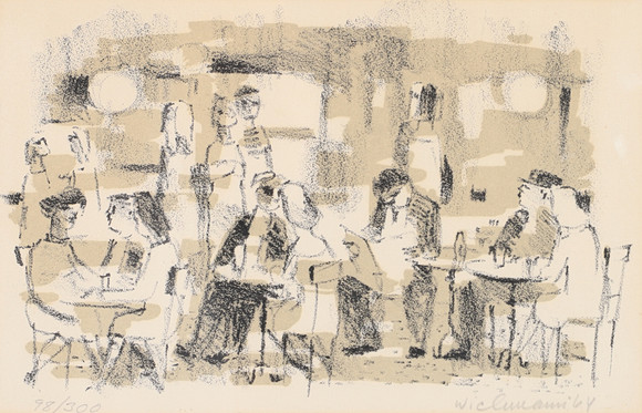 HARRY WICHMANN. Restaurangbild, litografi, signerad. Konst - Grafik ...