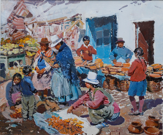 IGNACIO GIL. Urban view, Bolivia. Art - Paintings - Auctionet