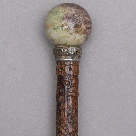 STICK, carved wood & stone. Vintage & Designer Fashion - Auctionet