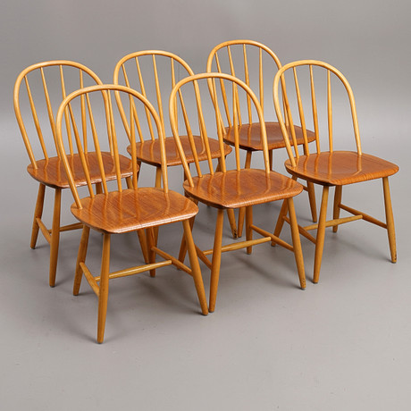STOLAR, 6 st, björk, NÄSSJÖ STOLFABRIK, made in Sweden, pinnmodell ...