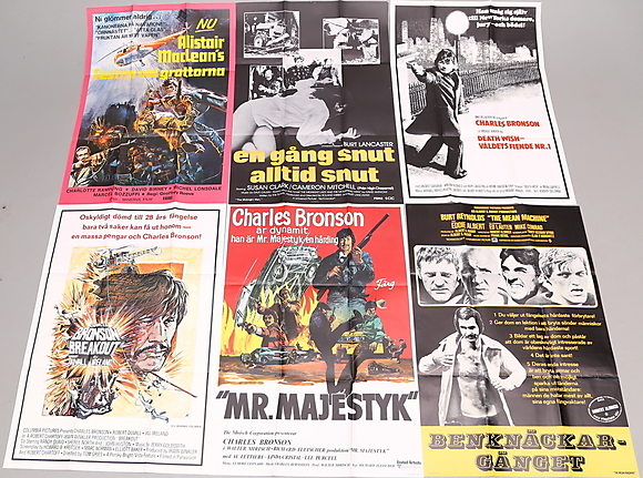 FILM POSTERS 6 pcs. Action, Charles Bronson, Burt Lancaster et al 1970s ...