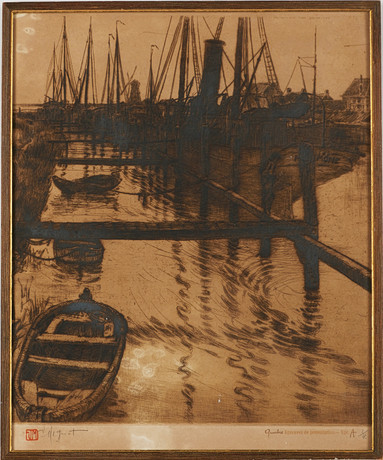 VICTOR MIGNOT (1872-1944). "Le Doel", etching, signed, dated in print ...