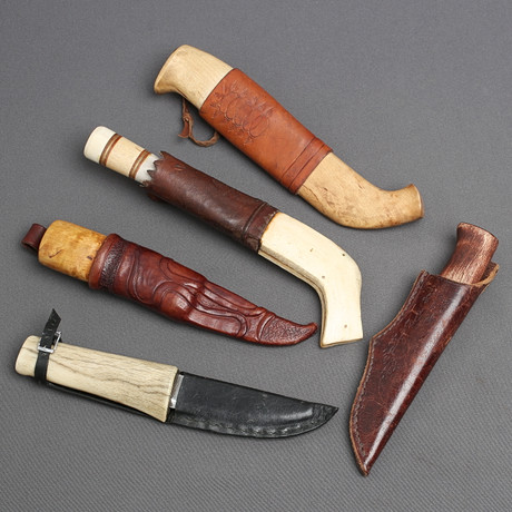 KNIVES, 5 pcs, including half-horn knife, 1900s/2000s. Weapons ...