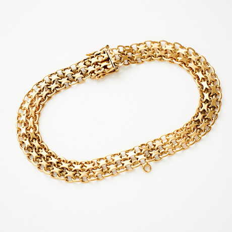 ARMBAND, 18 k guld, x-länk, August Mikkov AB, Stockholm 1963. Smycken ...