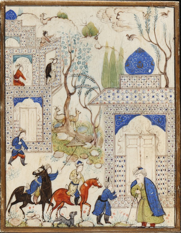 IRANIAN SCHOOL, LATE 19TH - EARLY 20TH CENTURY. Chosroes anländer till ...