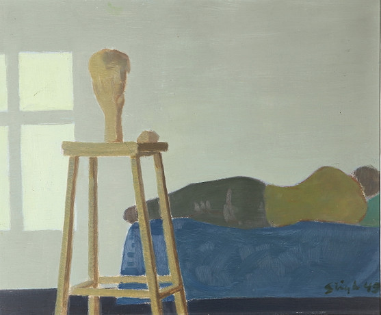 STIG LINDBERG. Representing the artist himself sleeping in the studio ...