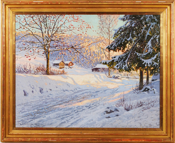 ANSHELM SCHULTZBERG (1862-1945). "Wintersol" oil on canvas, signed and ...