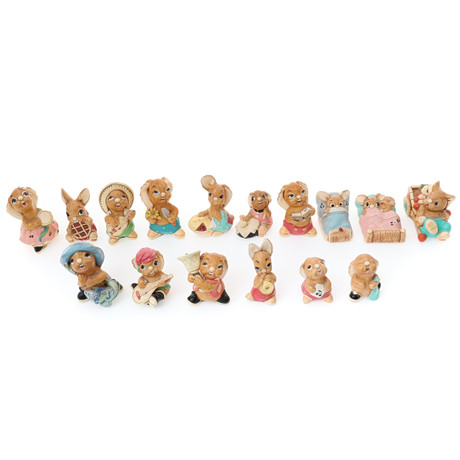 PENDELFIN. A COLLECTION OF SIXTEEN HAND PAINTED STONECRAFT RABBITS ...