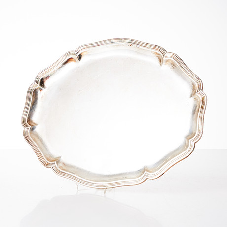 TRAY, hopea 800, Saksa, Knapp & Schlesinger, n. 1925, rokokootyylinen ...