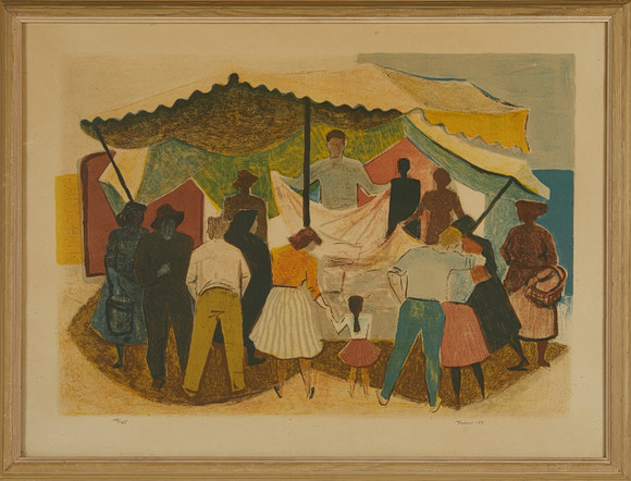 FERDINAND FINNE. COLOR LITHOGRAPHY, Figural motif, signed, numbered and ...