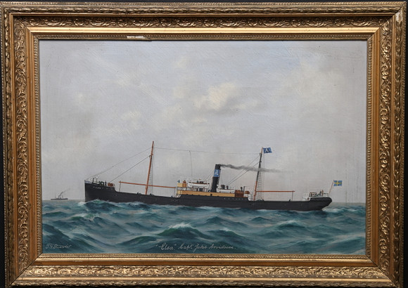 SCHIFF MALEREI. „Elsa“, Hauptmann Jakob Arvidsson, undeutlich signiert ...