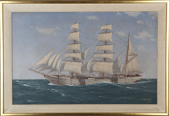 CARL GEORG WALLIN. Skeppsporträtt "Argo", olja på duk, signerad och ...