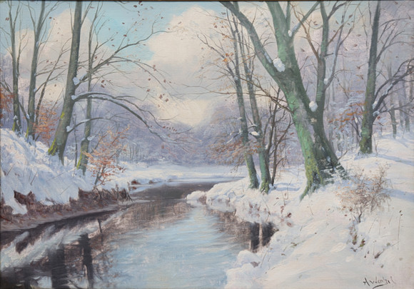 HARALD WENTZEL. Snöigt landskap. Konst - Måleri - Auctionet