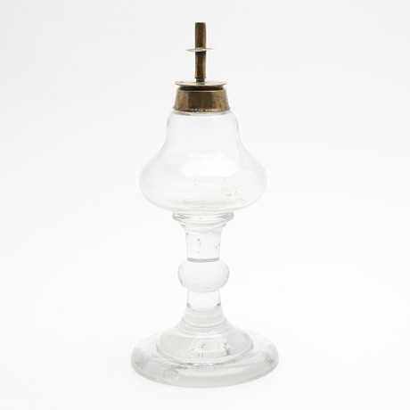 SPIRIT LAMP, glass with brass mounting, first half of the 19th century ...
