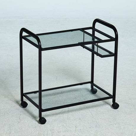 SERVERINGSVAGN, glas och svartlackerad metall, med nedsänkt hylla för ...
