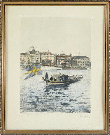 ANDERS HELLER. "Vasaorden", signerad, etsning, handkolorerad. Konst ...