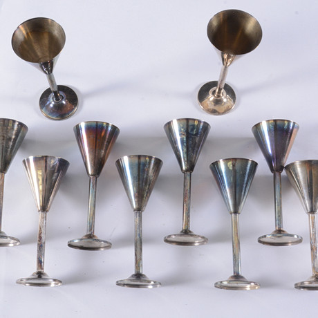 SNAPSGLAS, 10-stycken, nysilver. Silver & Metall - Övriga metallföremål ...