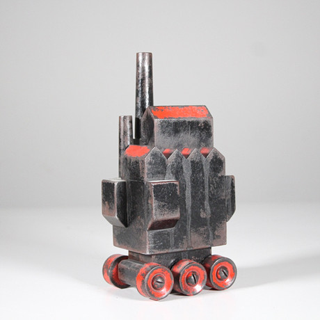 MARTIN SMIDA. ATELIER. 'Fahrende Fabrik', Lokomotive, Skulptur. Kunst ...