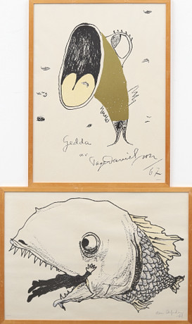 HASSE ALFREDSSON and TAGE DANIELSSON. Ugly fish, 2 offset prints. Art ...