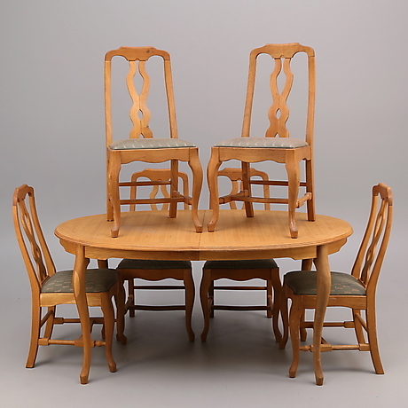 DINING GROUP, 7 parts, oak, Rococo style, Famos Hungary, 1900s / 2000s ...