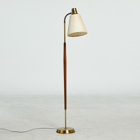 FLOOR LAMP, middle of the 20th century, middle part of teak, shade and ...