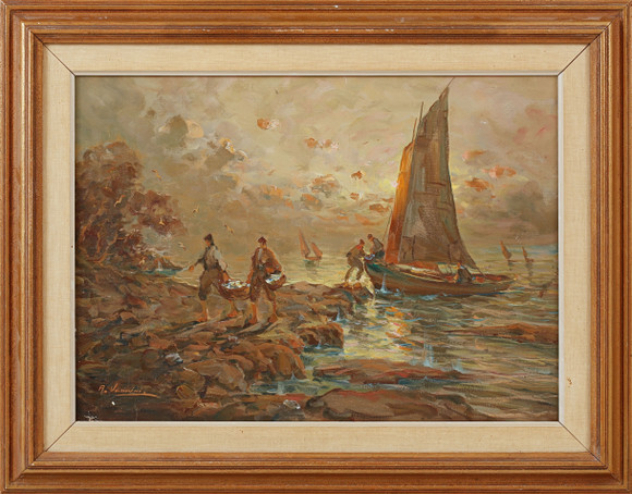 ROBERTO VANNINI. Fisherman. Oil on canvas, signed. Art - Paintings ...
