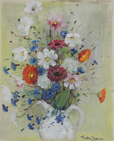 GRETA DIGMAN. FLOWER STILL LIFE. Art - Paintings - Auctionet