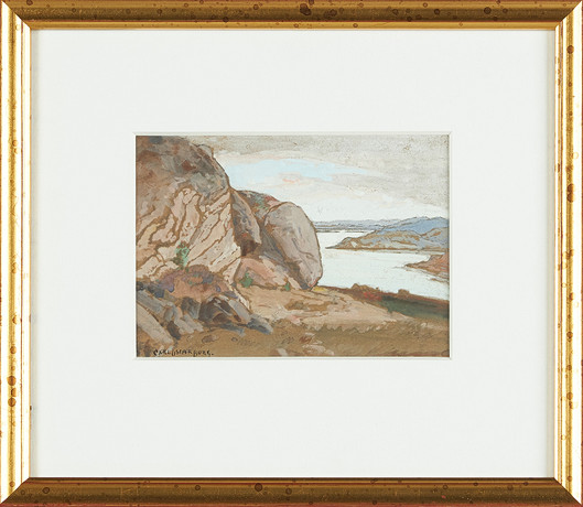CARL OSCAR BORG (1879-1947). Coastal landscape, signed, watercolor. Art ...