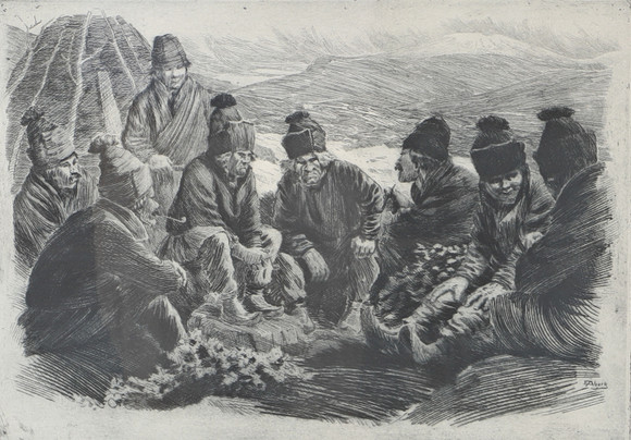 EMIL ÅBERG. Lappar som rådslå, etsning, signerad. Konst - Grafik ...