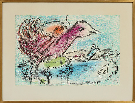 MARC CHAGALL. Figure composition, lithograph, after, osign. Art ...