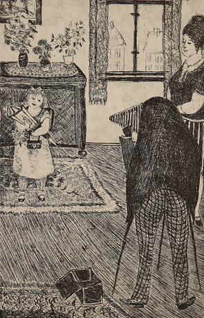 ALBERT EBERT. "Beim the photographer", etching, signed, dated 1964 and ...