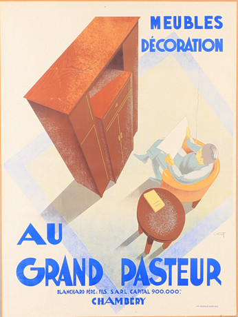 ADVERTISING POSTER, "Meubles Décoration au Grand Pasteur", C. Villot ...
