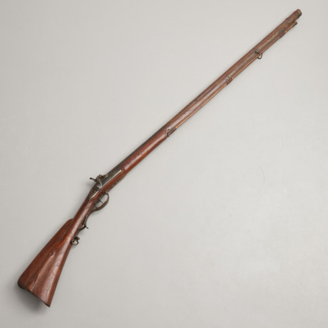 HUNTING GUN, 18th century, lock marked Nusbaum, Stockholm, barrel ...