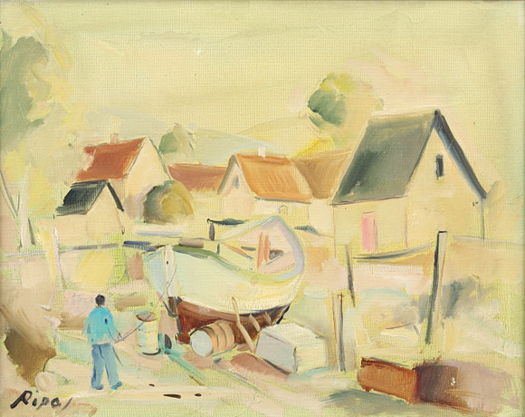 HANS RIPA. Kåseberga (mahdollisesti), öljy kankaalle, signeerattu Ripa ...